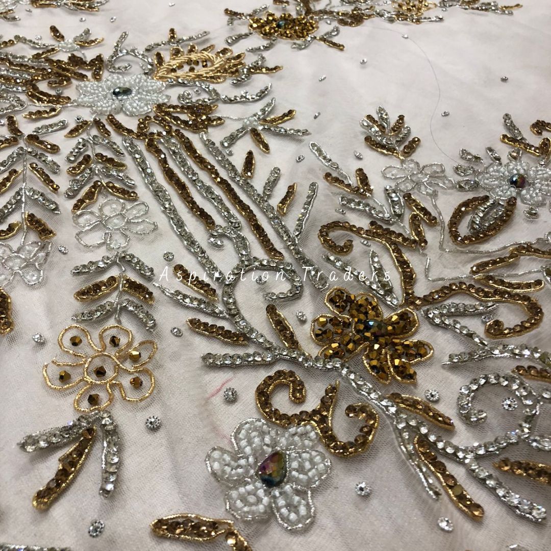 White with Gold Designer Crystal Stone Applique - AP049 – Aspiration ...