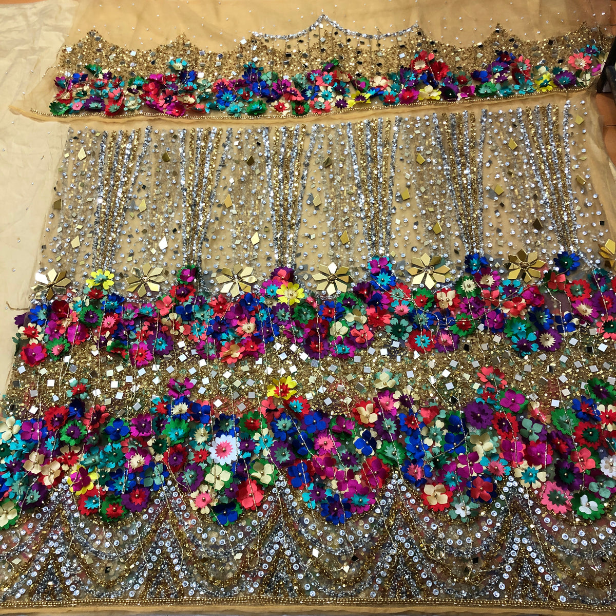 Nigerian wedding wear 3D flowers Designer Net Lace George wrapper Set ...