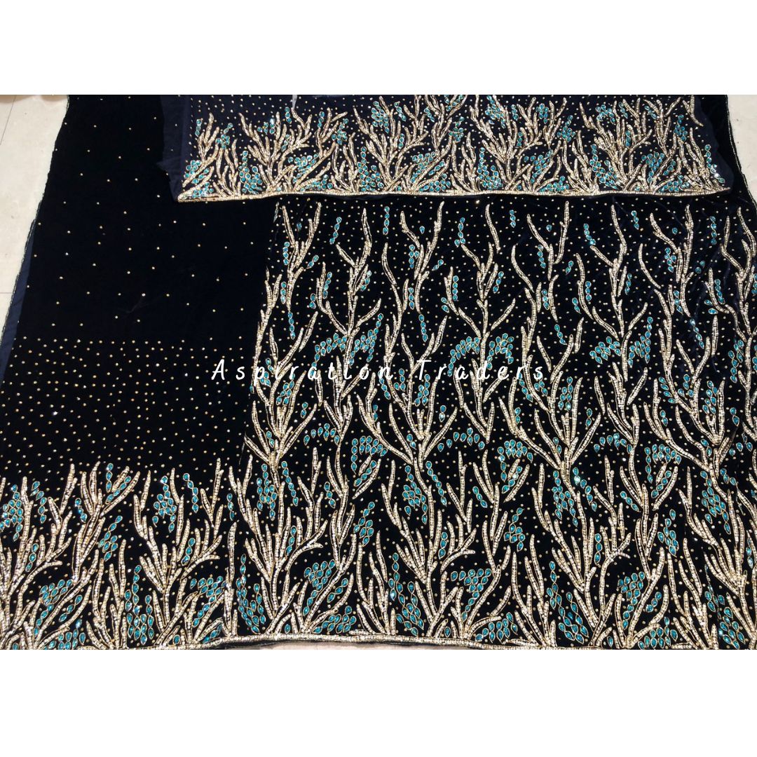 Beauty in Black Velvet Heavy beaded George wrapper set - VG057 ...