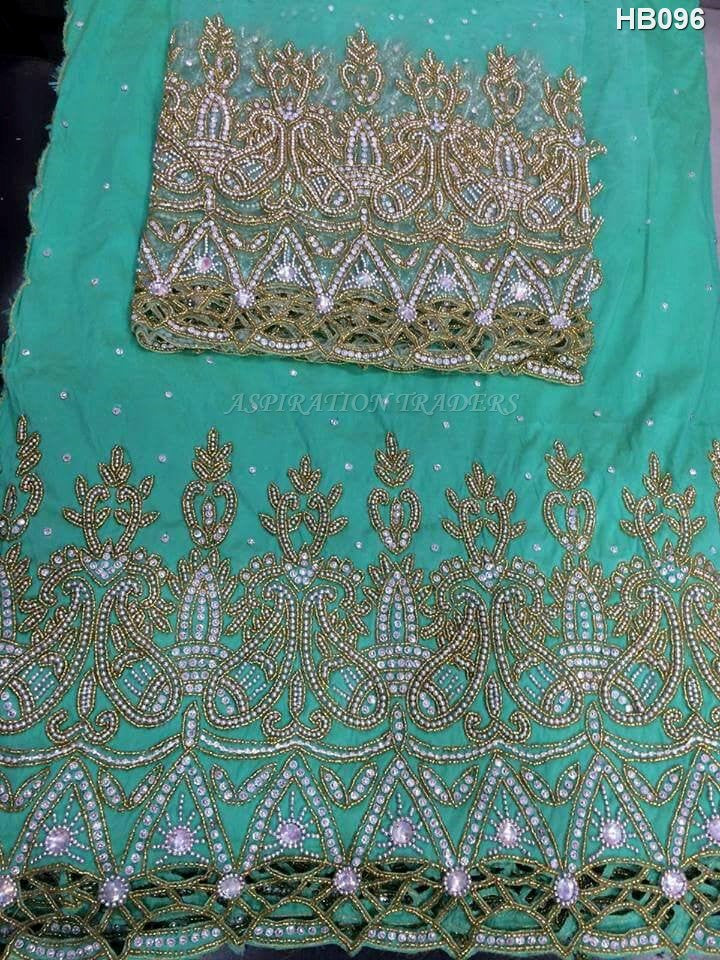 Sea Green Heavy Beaded VIP George Wrapper For Igbo Brides- HB096 ...