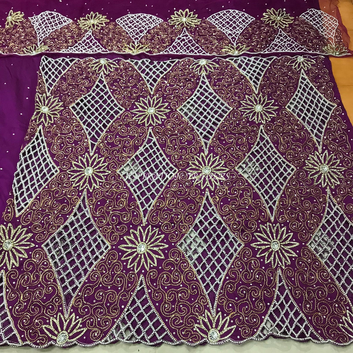 Magenta Color Heavy Beaded BIG Design African George wrapper set - HBD ...