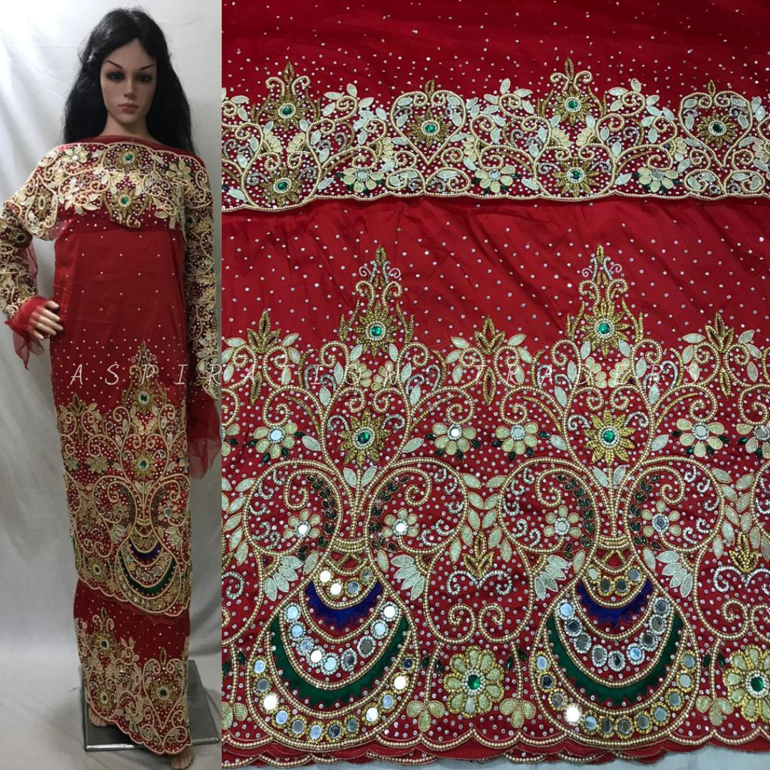 RED color Beautiful Designs African Wedding George Wrapper with Blouse ...