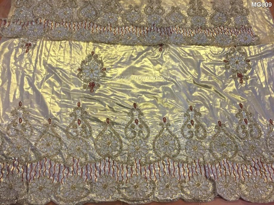 Golden Heavy Beaded Metallic George Wrapper For Igbo Weddings- HBMG009 ...
