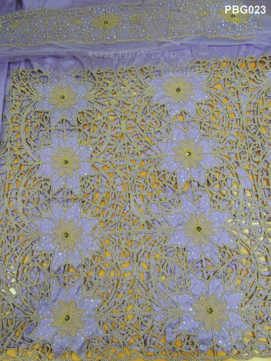 Floral Heavy Pearl Beaded George Wrapper With Fancy Cutwork- PBG023 ...