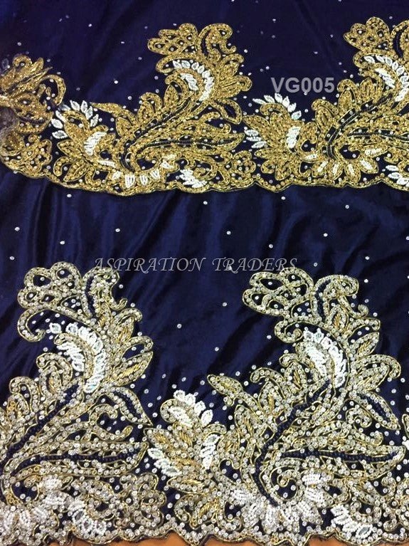 African Style Heavy Beaded Velvet George Wrapper With Netlace Blouse ...