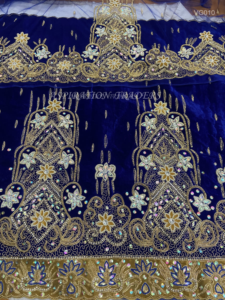 Heavy Crystal Beaded Velvet George Wrapper For African Wedding Outfits ...
