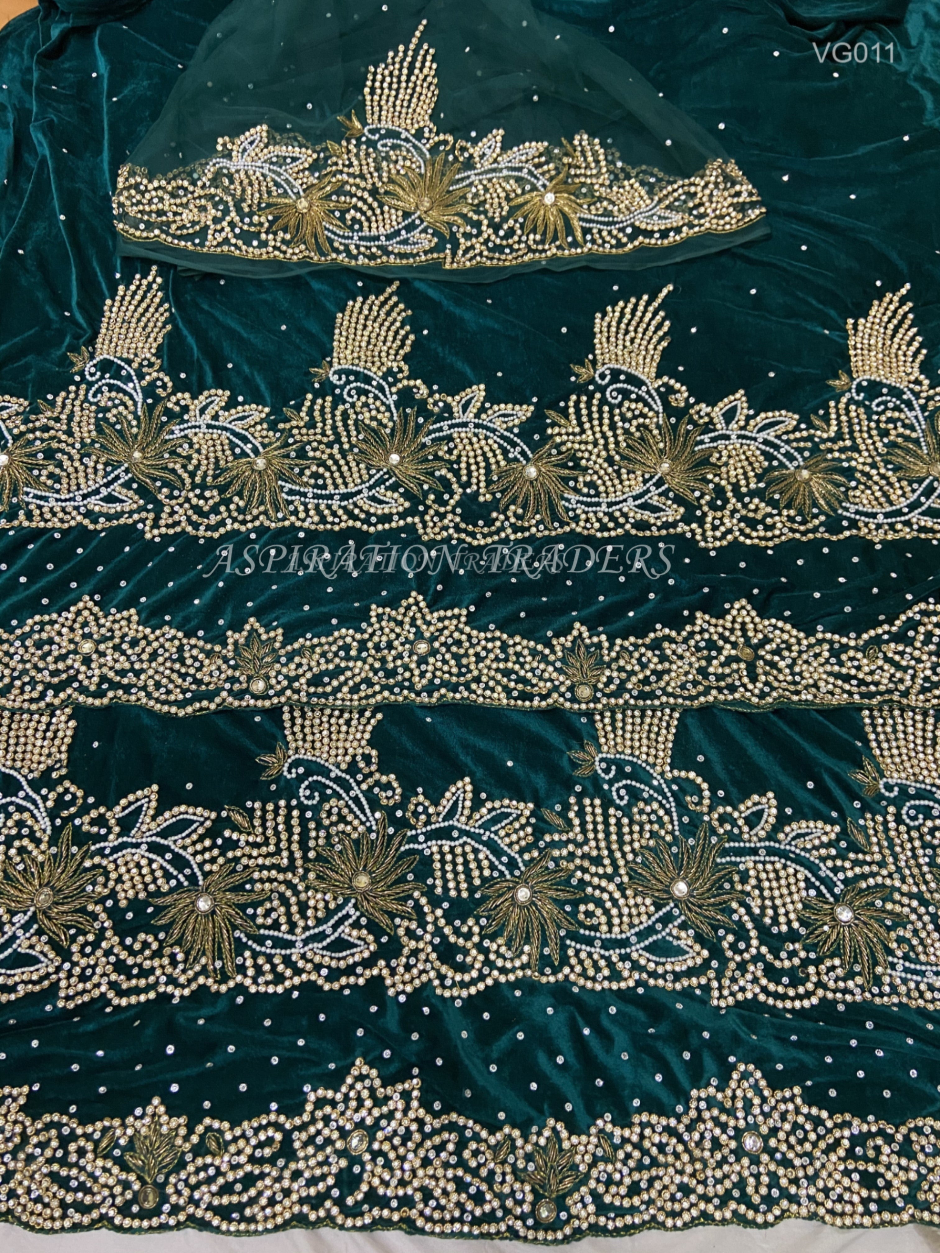 Designer Floral Heavy Beaded Velvet George Wrapper For Nigerian Weddin ...