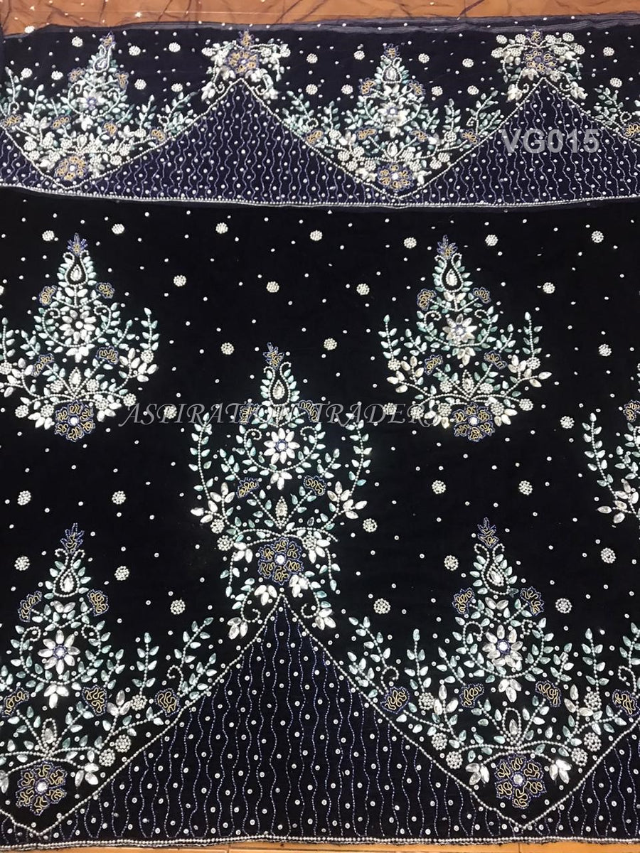 VIP Designer Trending Velvet Heavy Beaded George Wrapper set For Afric ...