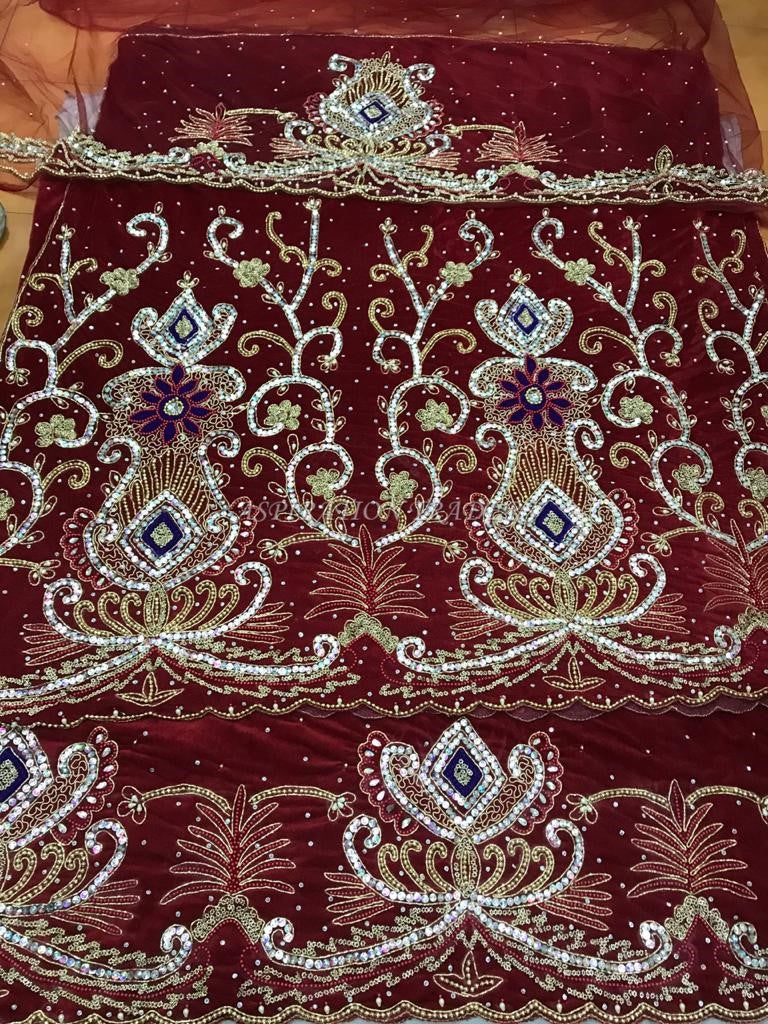 Premium Quality Velvet George Wrapper set with Nice Hand Beaded Work ...