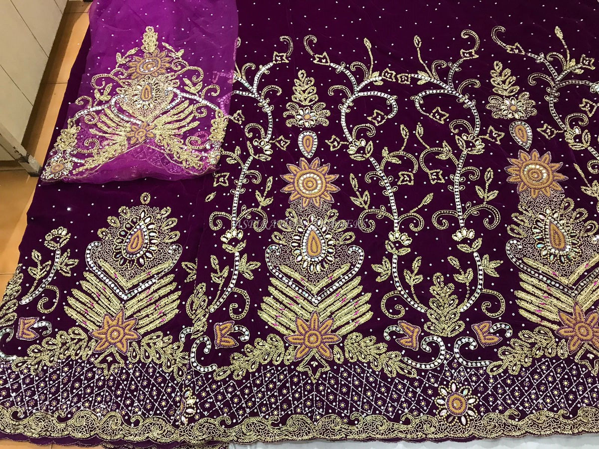 Velvet Fabric Trending Indian African George wrapper set for Bella Bri ...