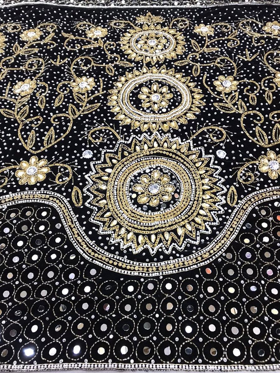 BLACK color Heavy Beaded Velvet Fabric George wrapper set- VG026 ...
